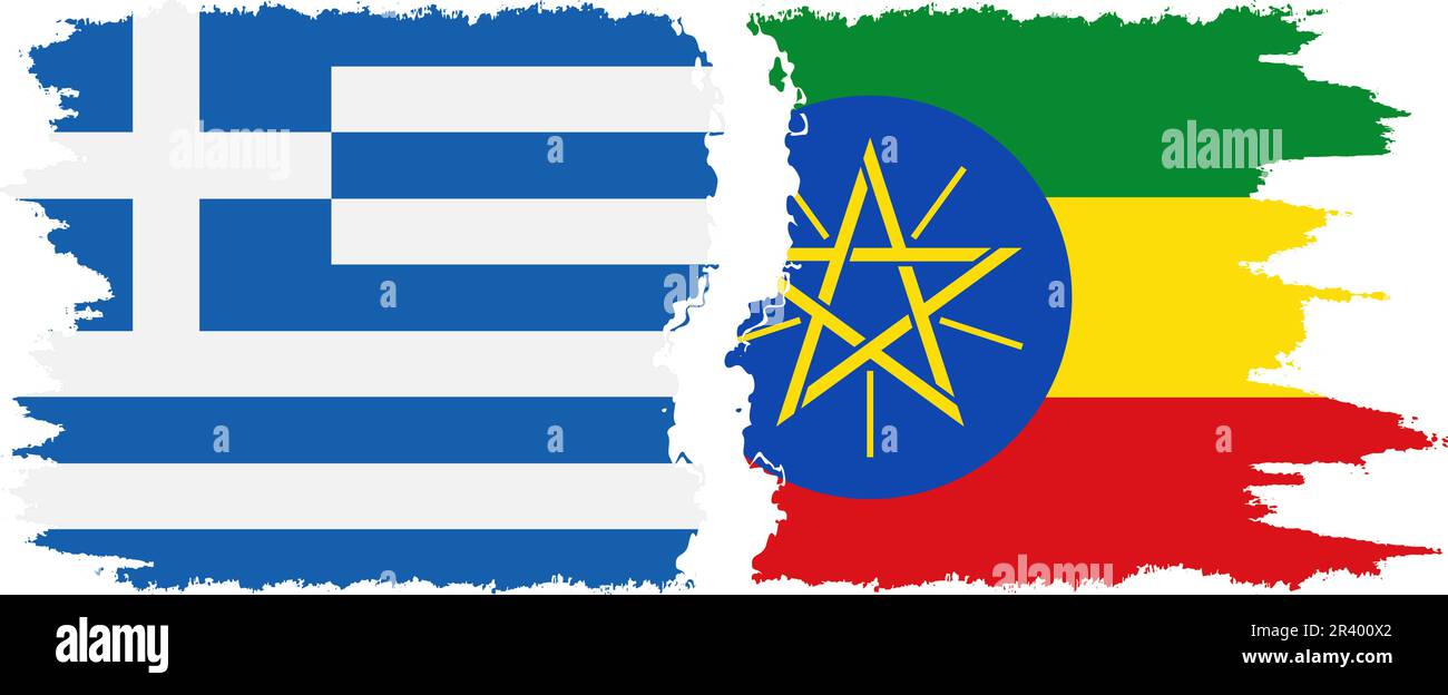 Ethiopia and Greece grunge flags connection, vector Stock Vector Image ...