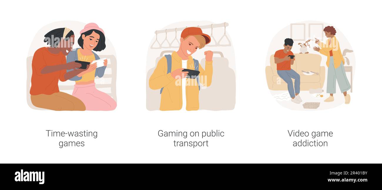 Smartphone and tablet games isolated cartoon vector illustration set ...