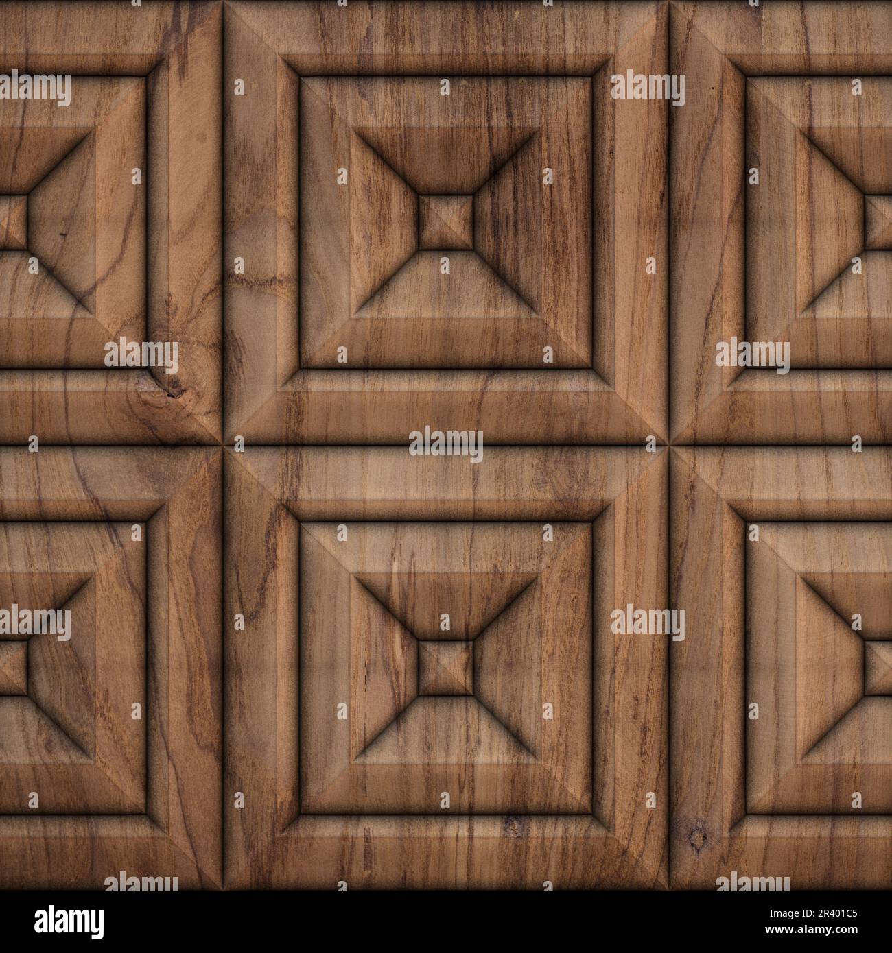 Wood decorative carved tiles, 3d illustration Stock Photo - Alamy
