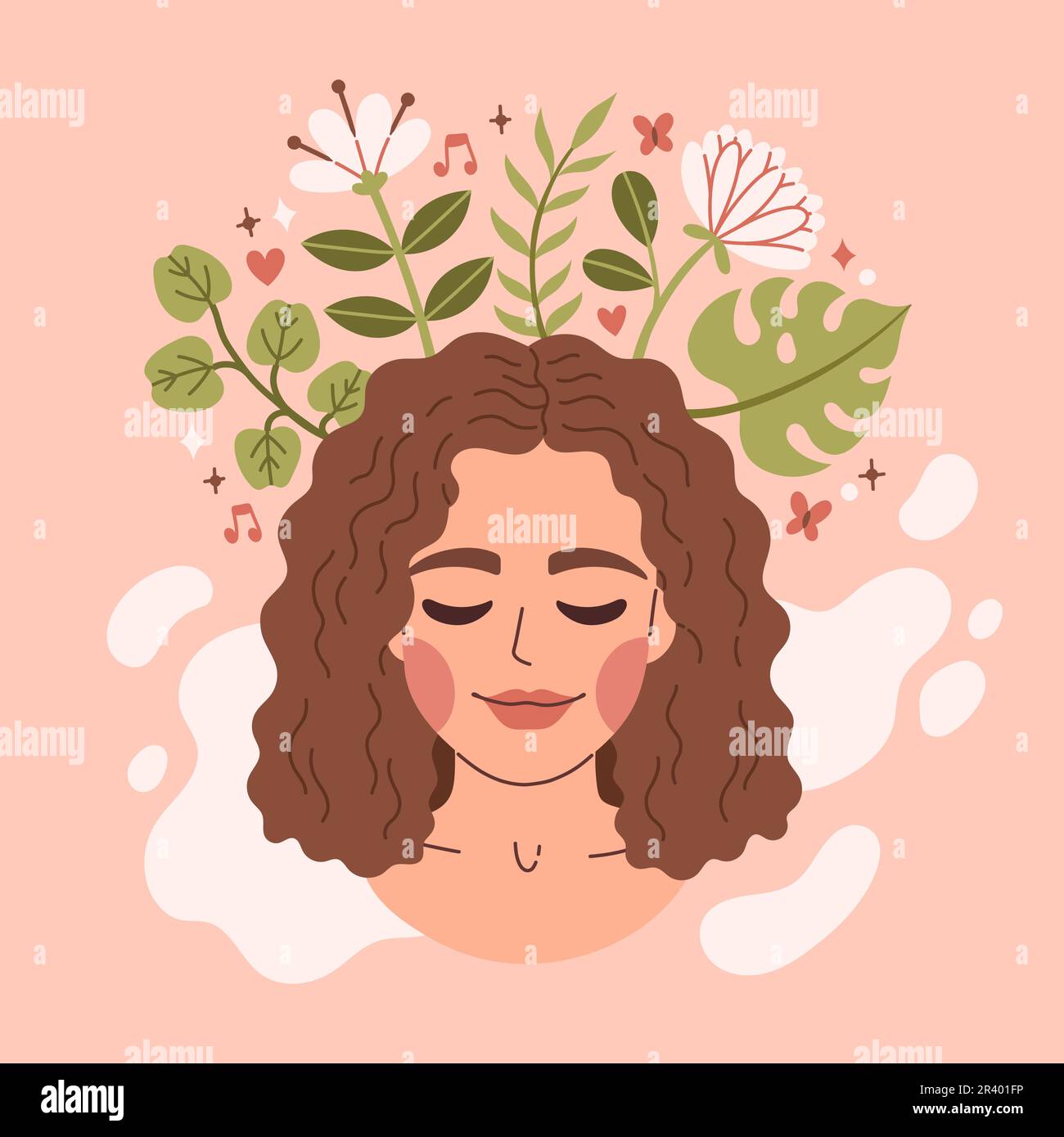 Mental Health Healthy Mentality And Self Care Illustration Happy