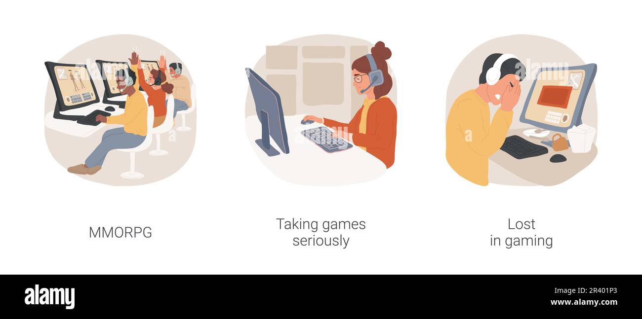 Strategy games isolated cartoon vector illustration set. MMORPG ...