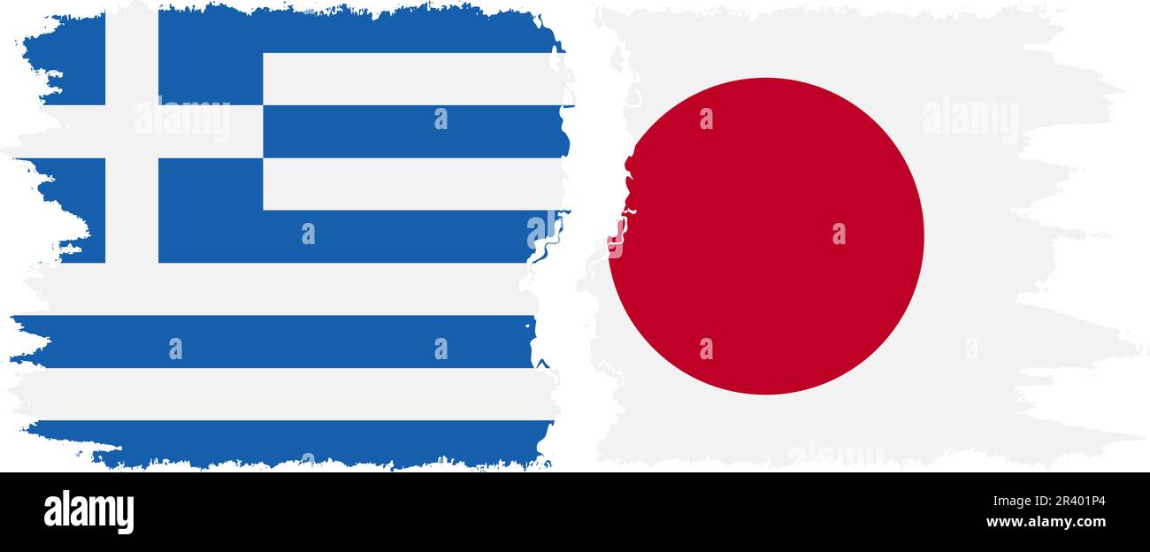Japan and Greece grunge flags connection, vector Stock Vector Image ...