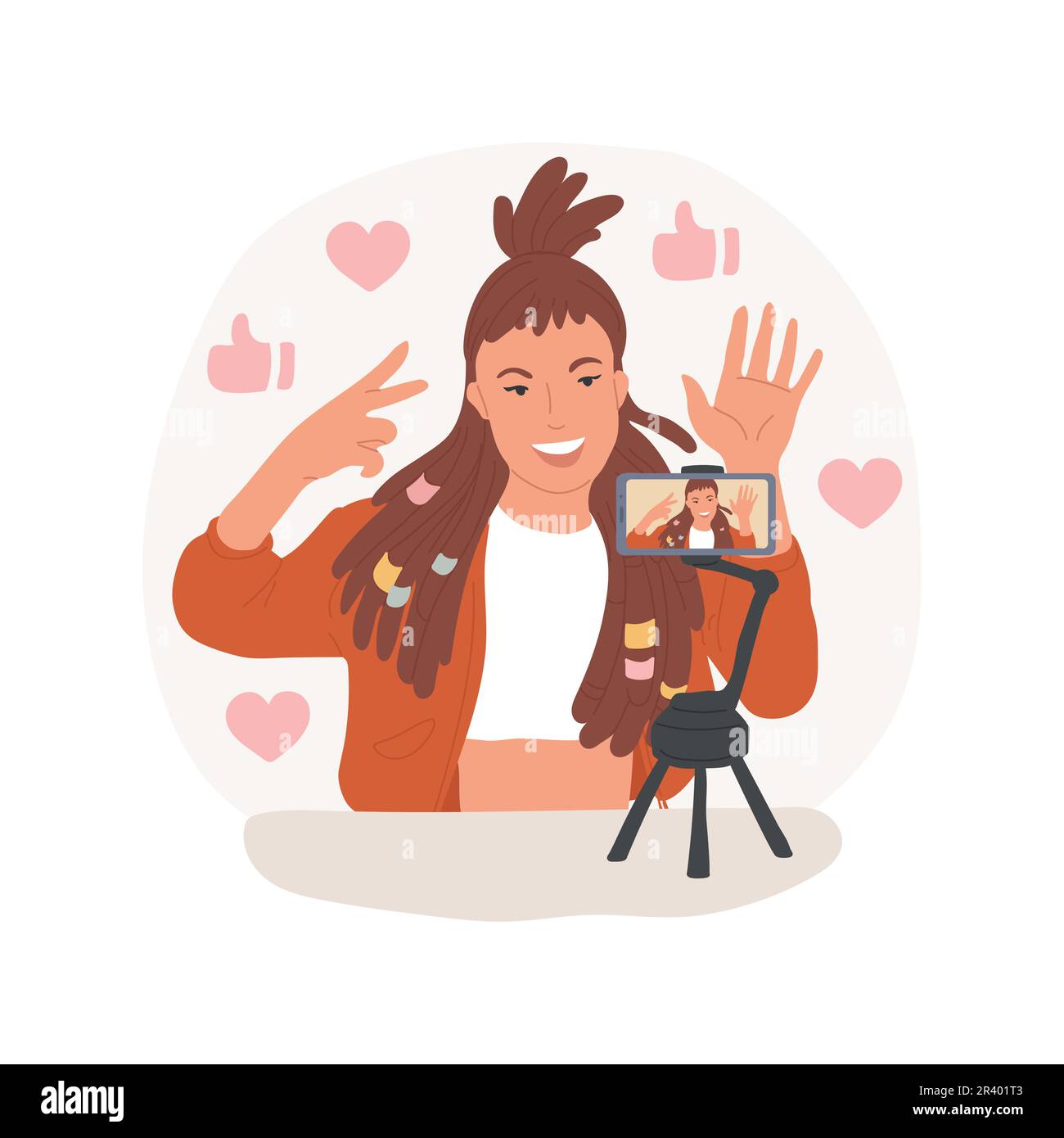 Blog engagement isolated cartoon vector illustration. Excited teen girl ...