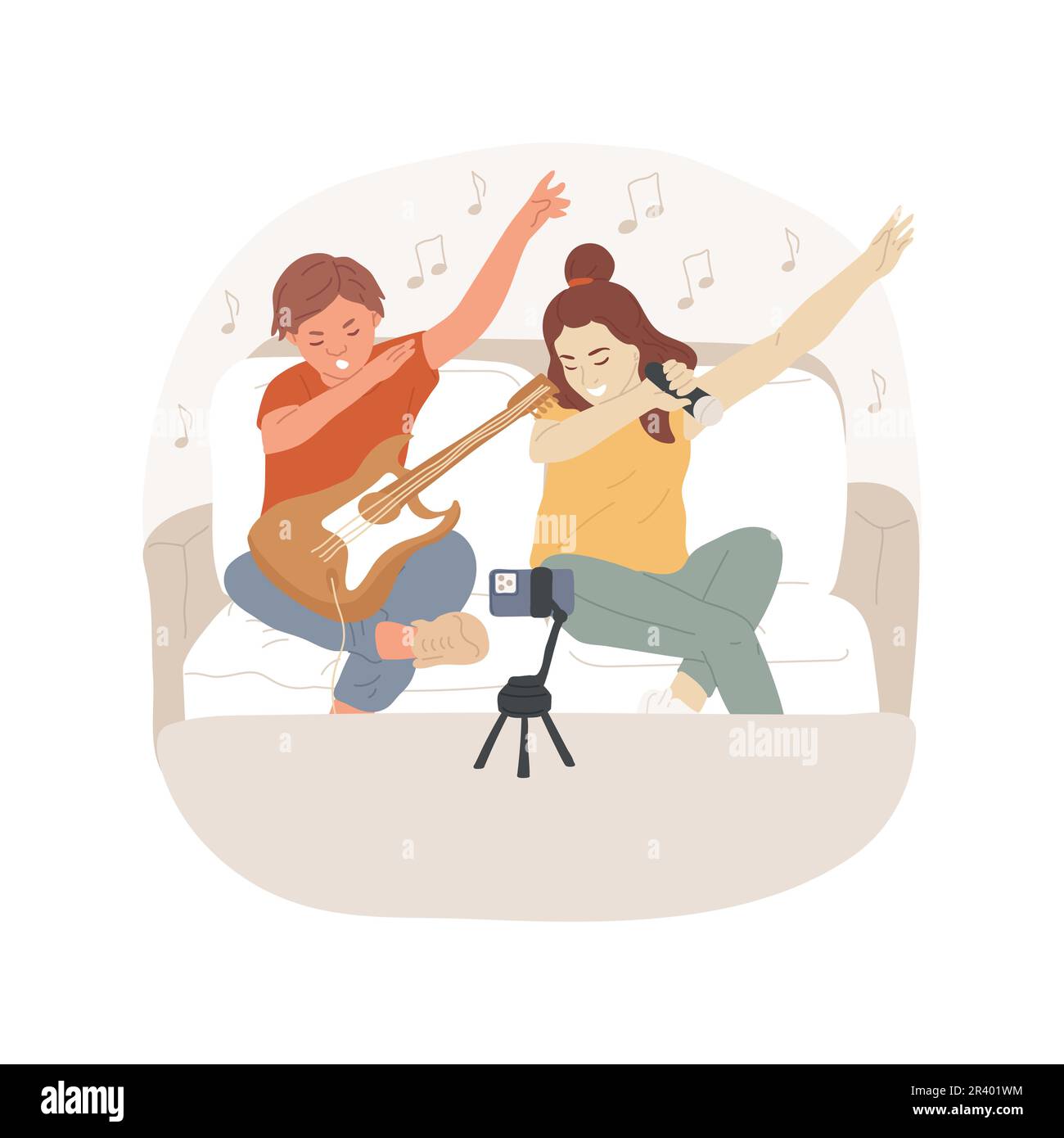 Contest isolated cartoon vector illustration. Creative teens making dab ...