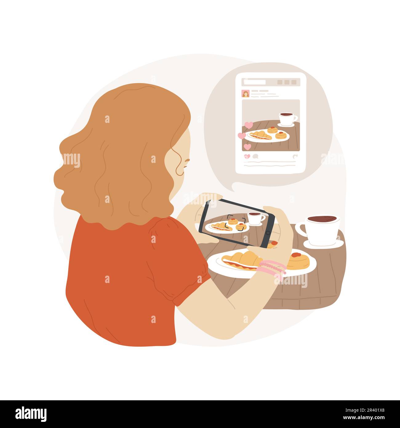 Posting photo isolated cartoon vector illustration. Teen girl taking ...