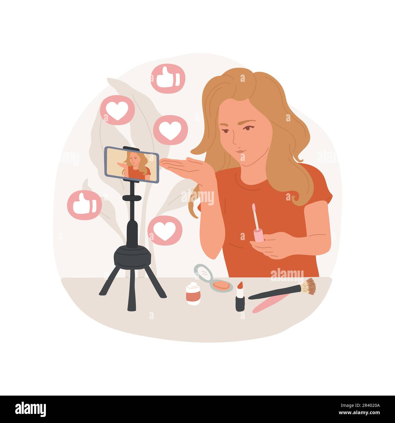 Interact with followers isolated cartoon vector illustration. Teen girl ...