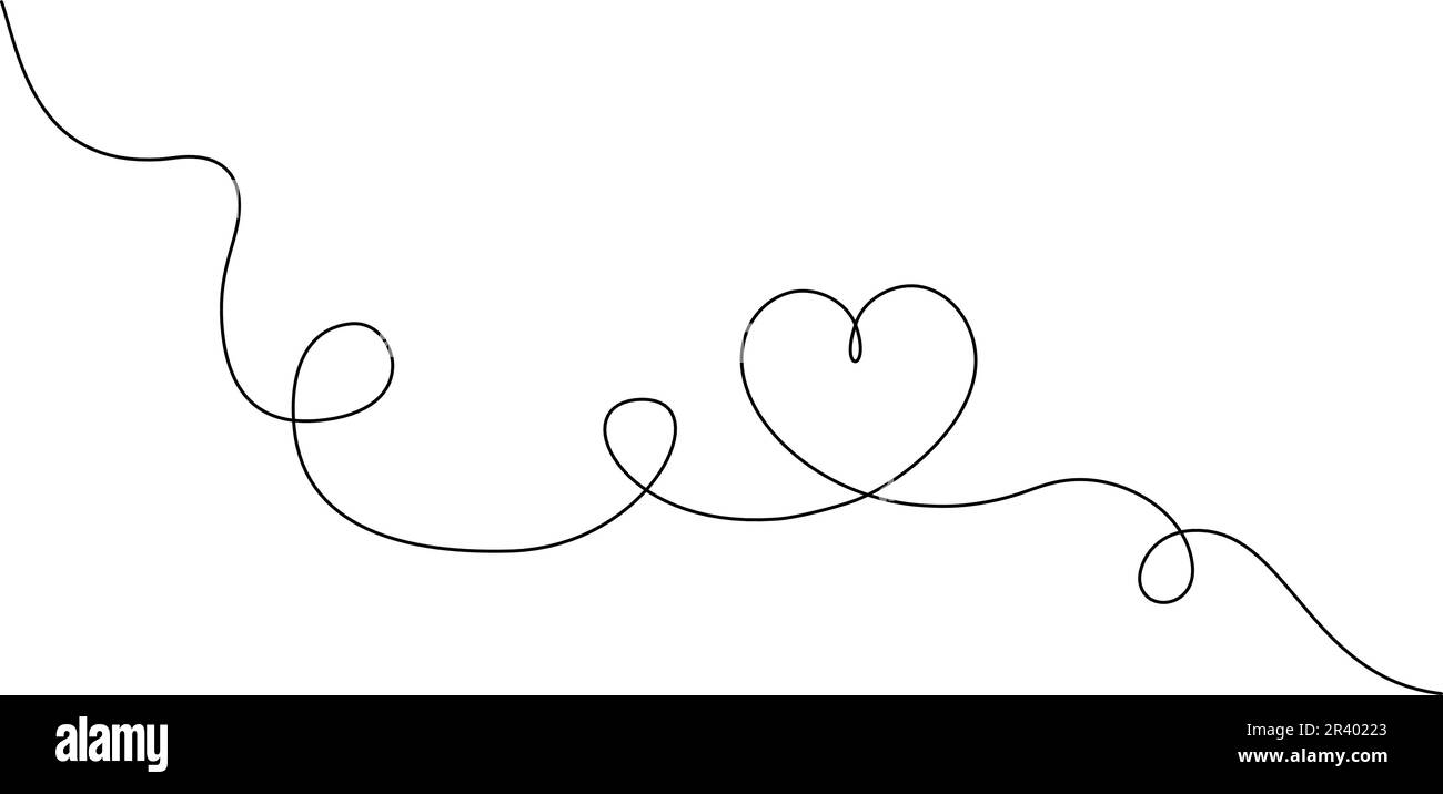 continuous single line drawing of heart shape isolated on white ...