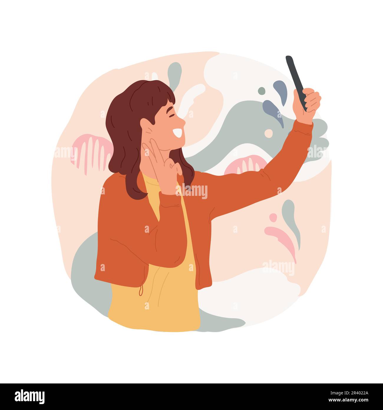 Making selfie isolated cartoon vector illustration. Teenage girl taking ...