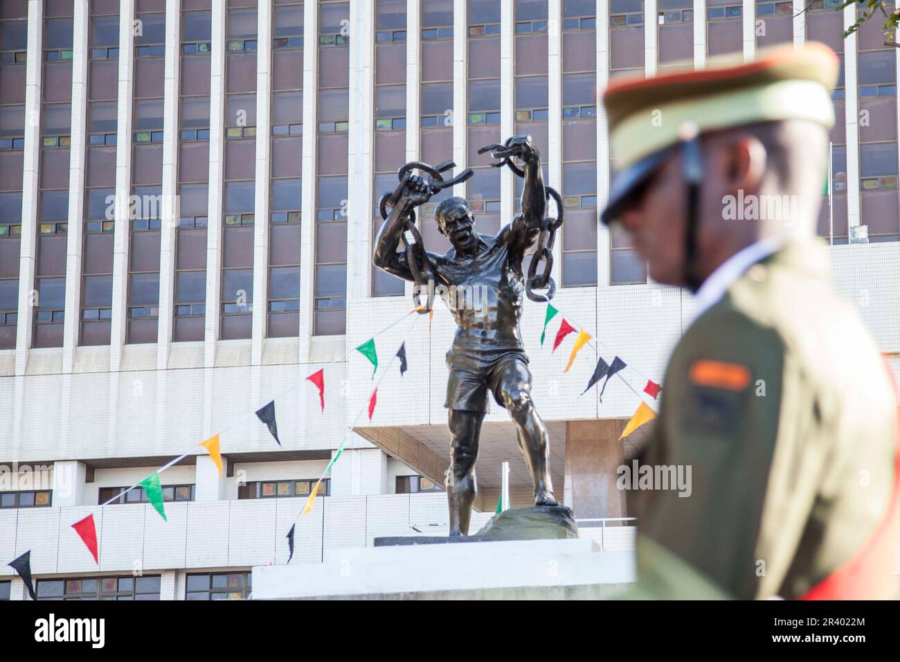 Lusaka, Zambia. 25th May, 2023. The Freedom Statue is seen during the ...