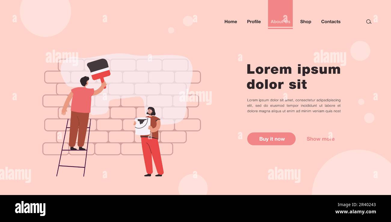 Cartoon couple painting wall together Stock Vector Image & Art - Alamy