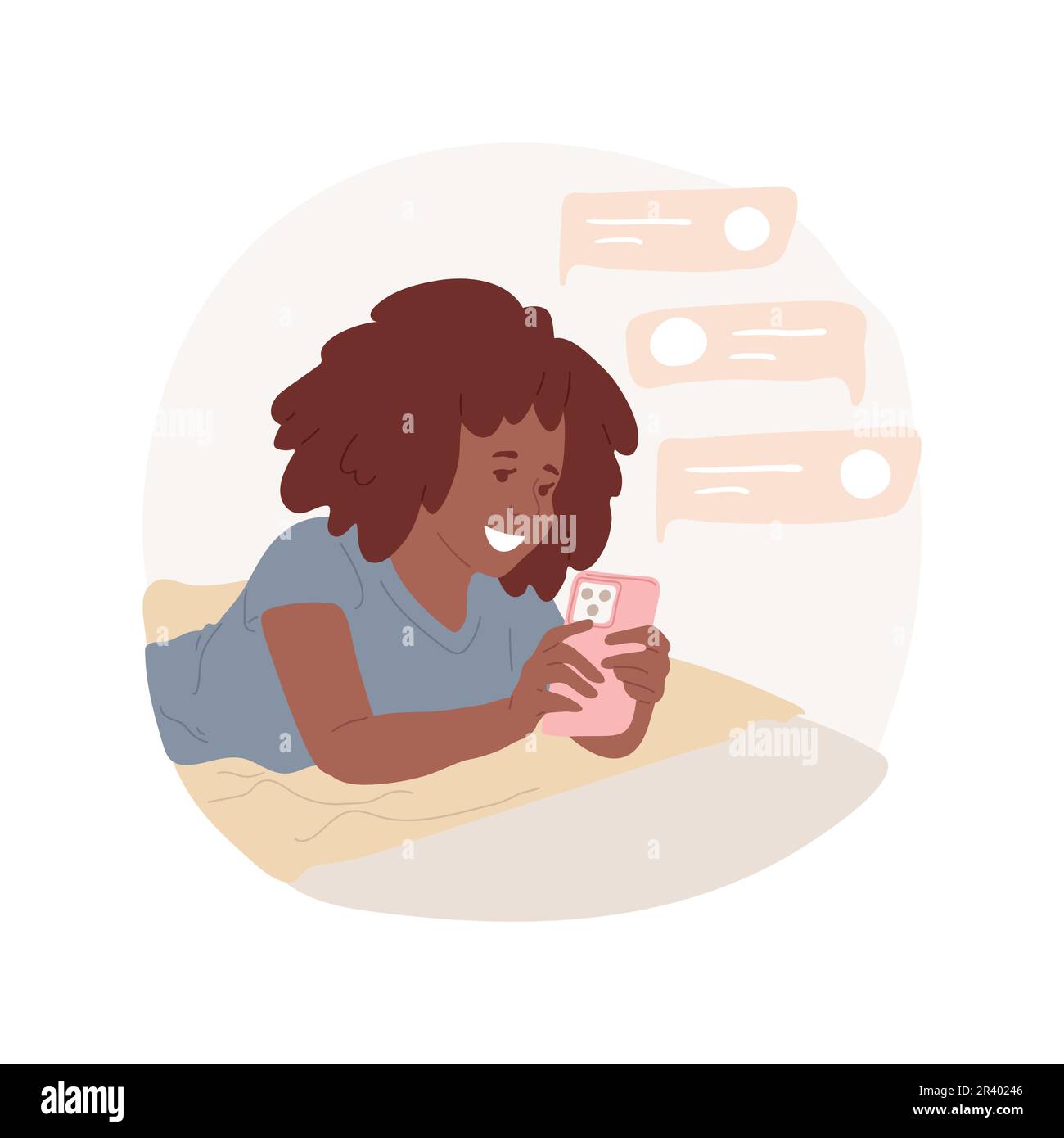 Chatting at home isolated cartoon vector illustration. Smiling teen ...