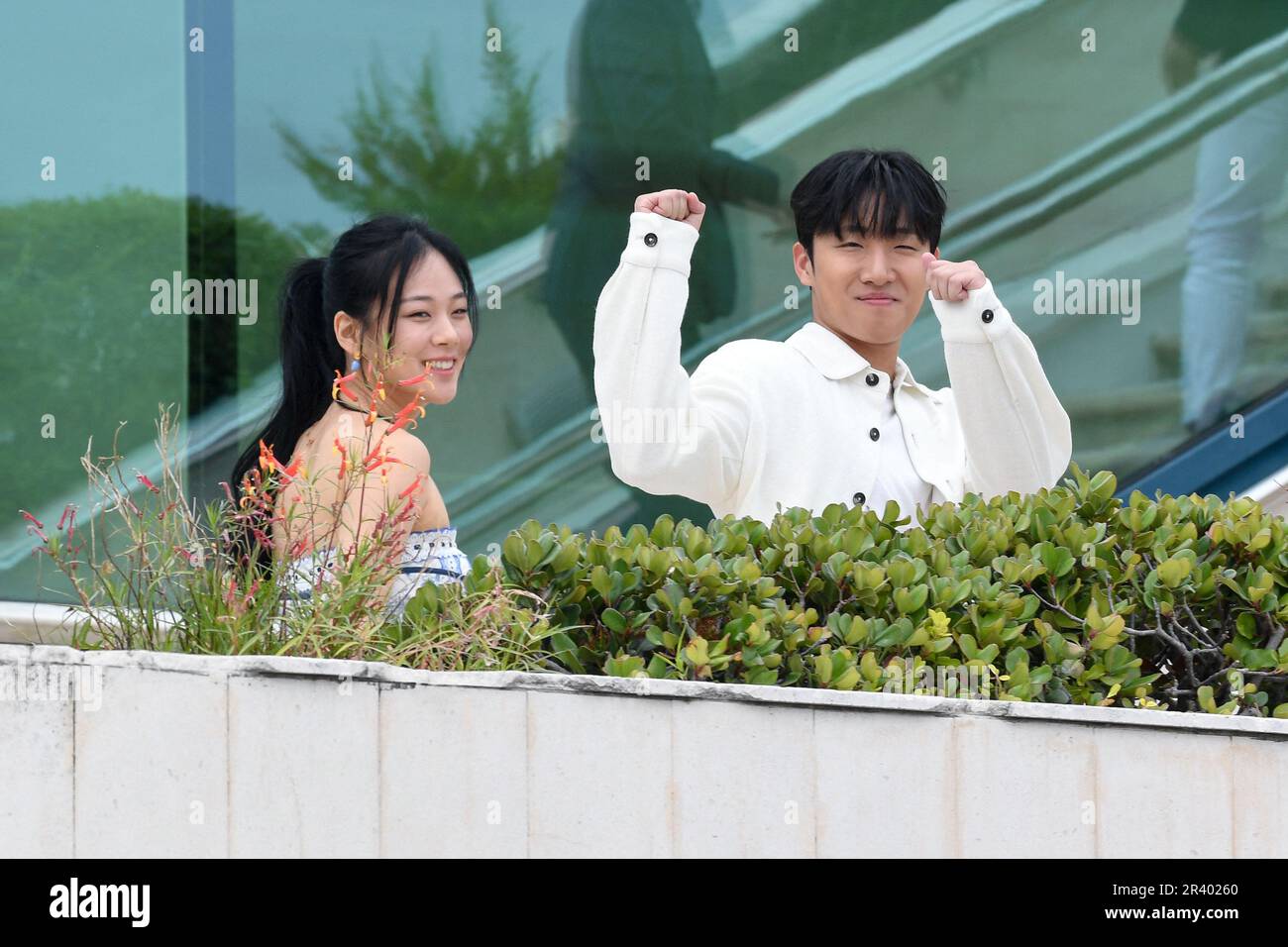 Cannes, France. 25th May, 2023. Kim Seo-hyeong and Hong Xa Bin attend ...