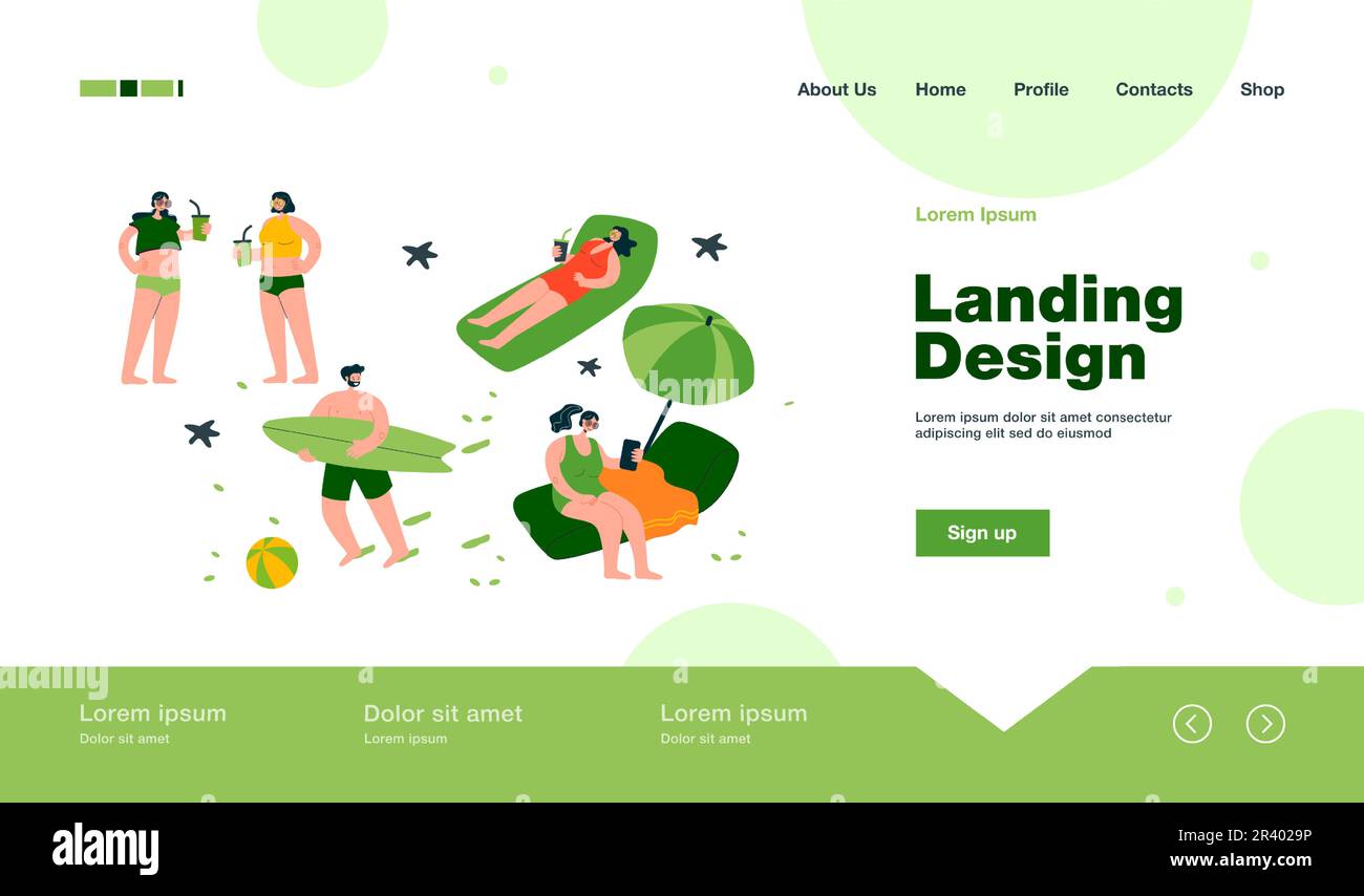 People enjoying various summer activities on beach Stock Vector Image ...