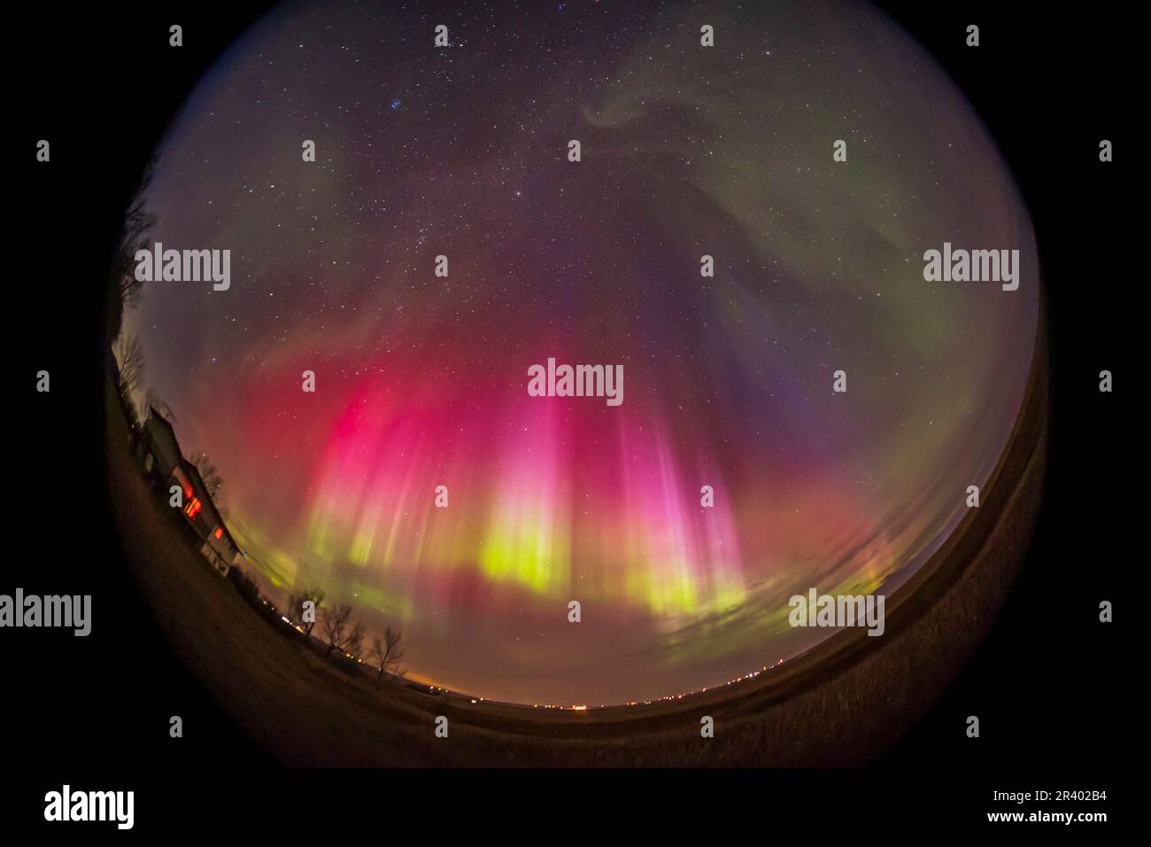 A sky-filling Kp7-level aurora in southern Alberta, Canada Stock Photo ...