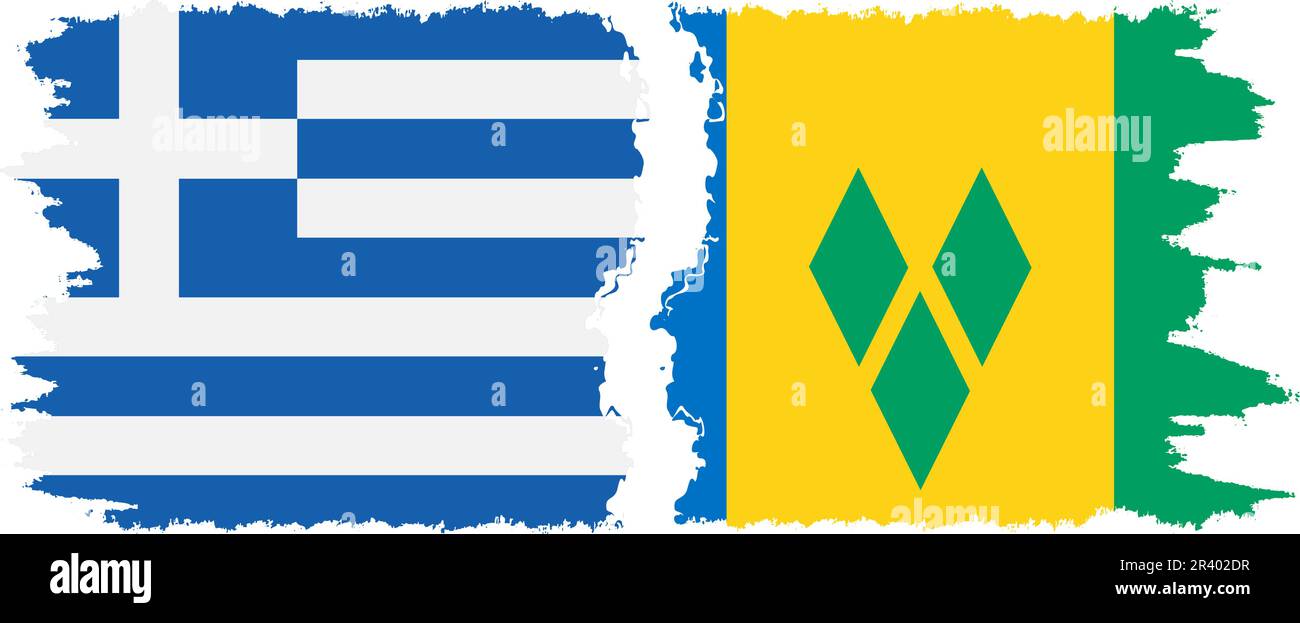 Saint Vincent and the Grenadines and Greece grunge flags connection ...