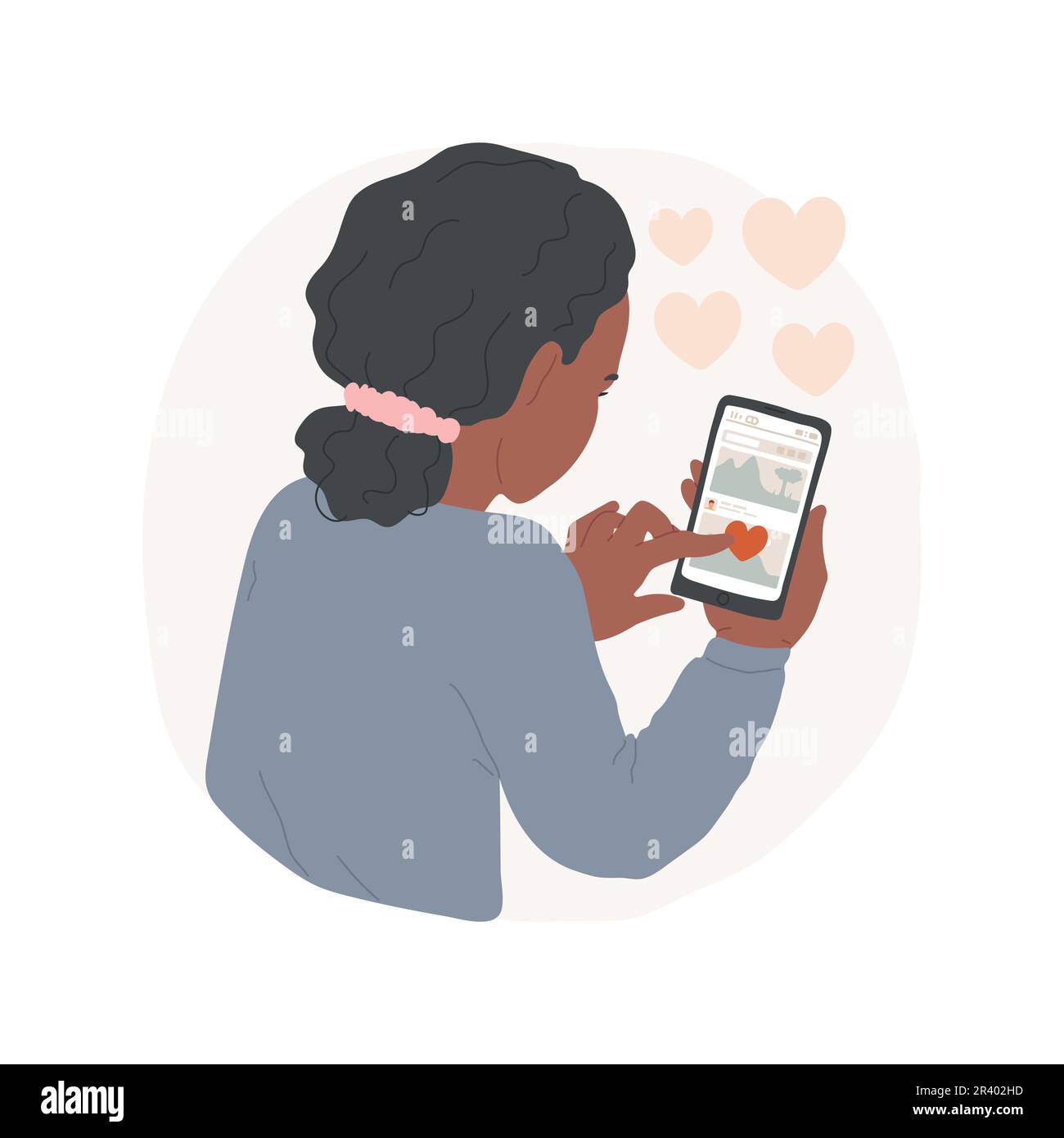 Liking picture isolated cartoon vector illustration. Teen holding ...