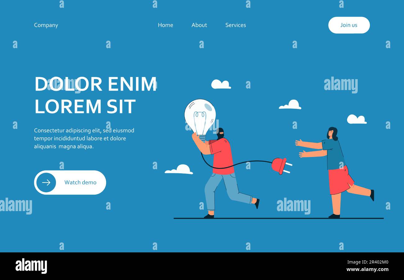 Man running away with stolen idea symbolized by light bulb Stock Vector ...