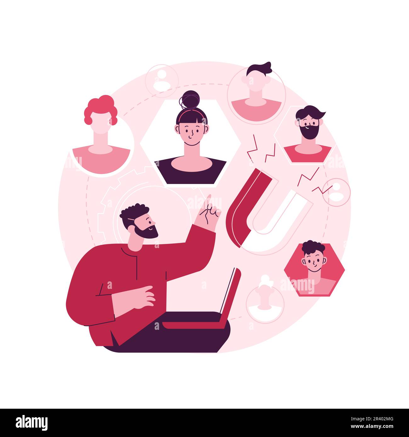 Attracting followers abstract concept vector illustration. Attracting ...