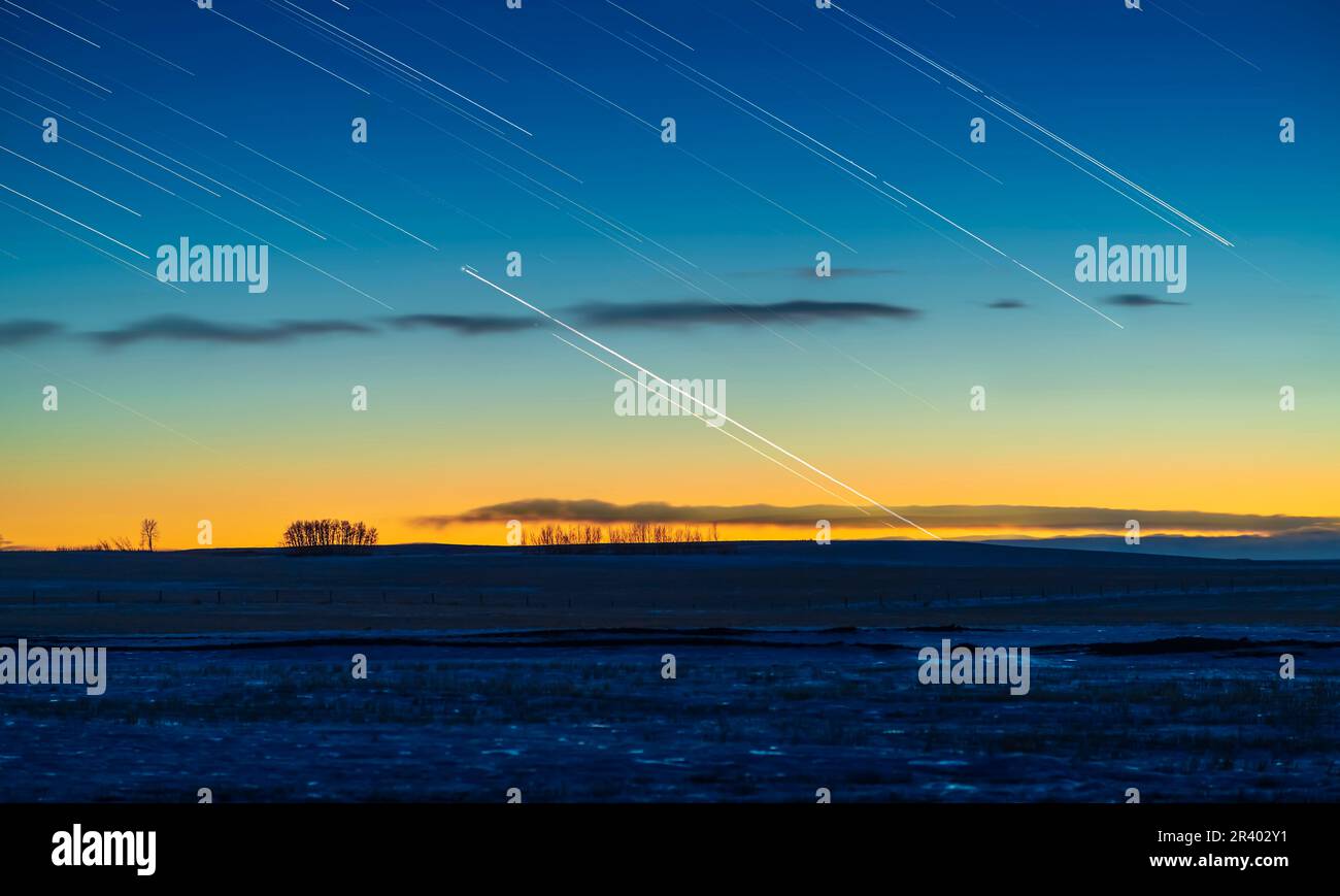 Star trails with the main trails at center of Jupiter (brightest) and ...