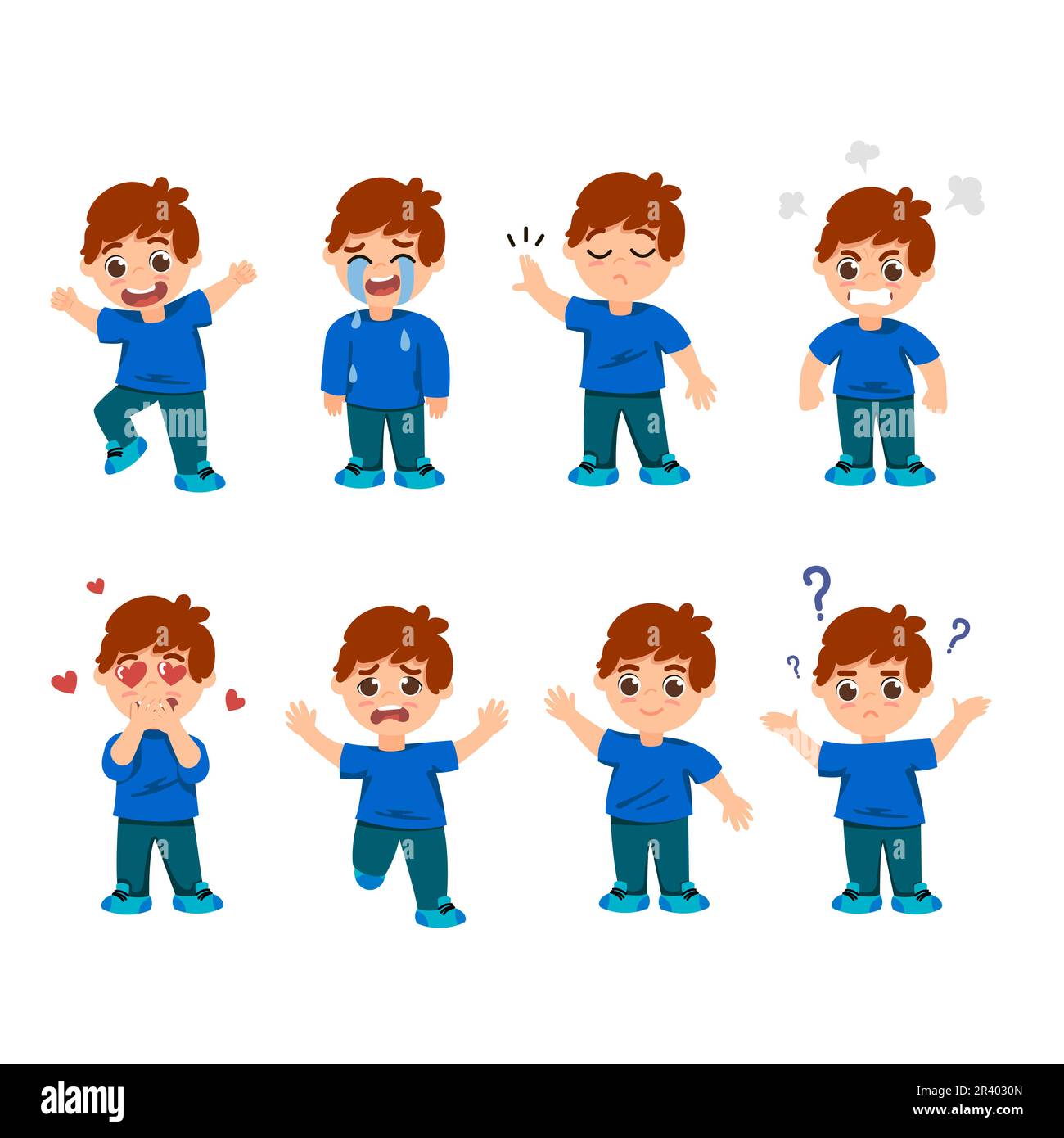 Set of emotions of little boy character Stock Vector Image & Art - Alamy
