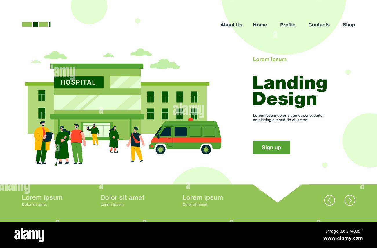 Patients and visitors walk near hospital building Stock Vector Image ...