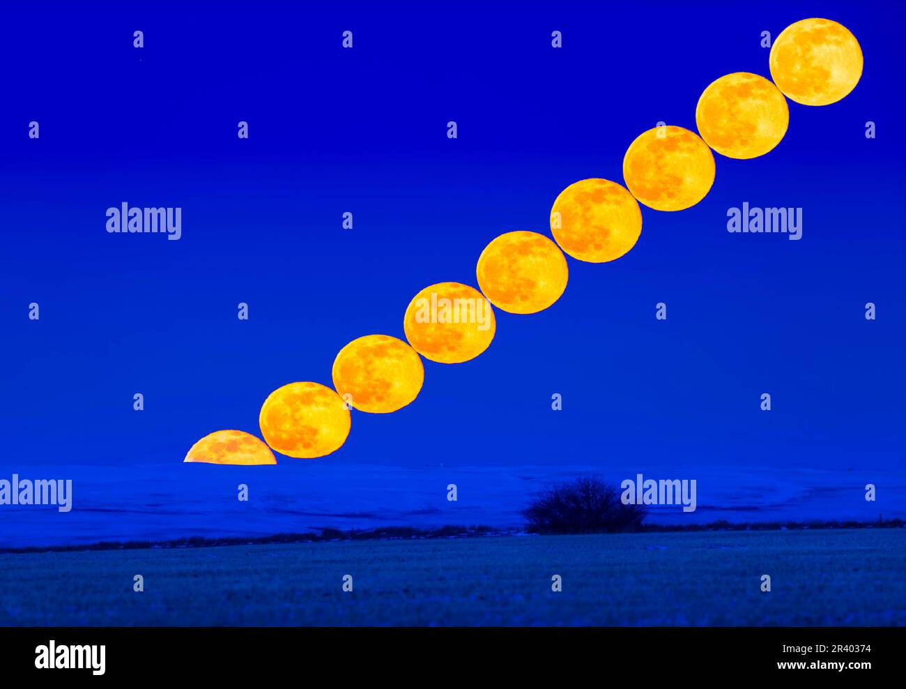 Rising of the full Snow Moon on February 27, 2021, from southern ...