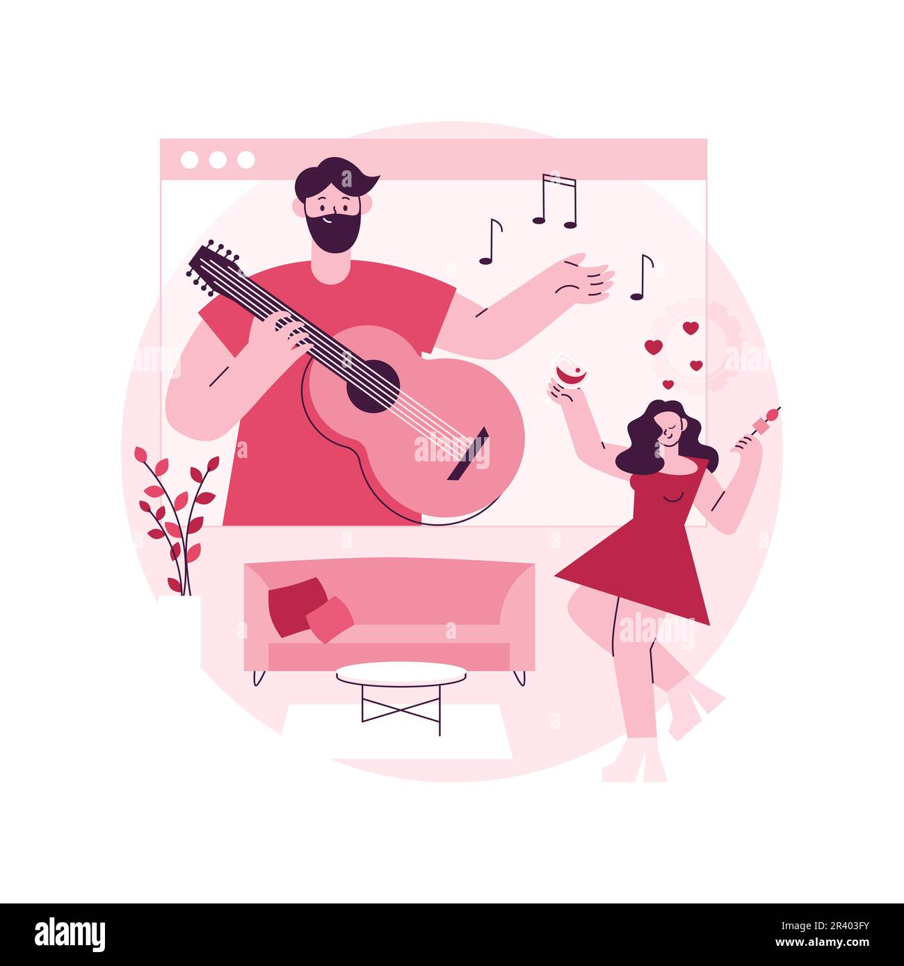 Virtual concert abstract concept vector illustration. Quarantine live ...