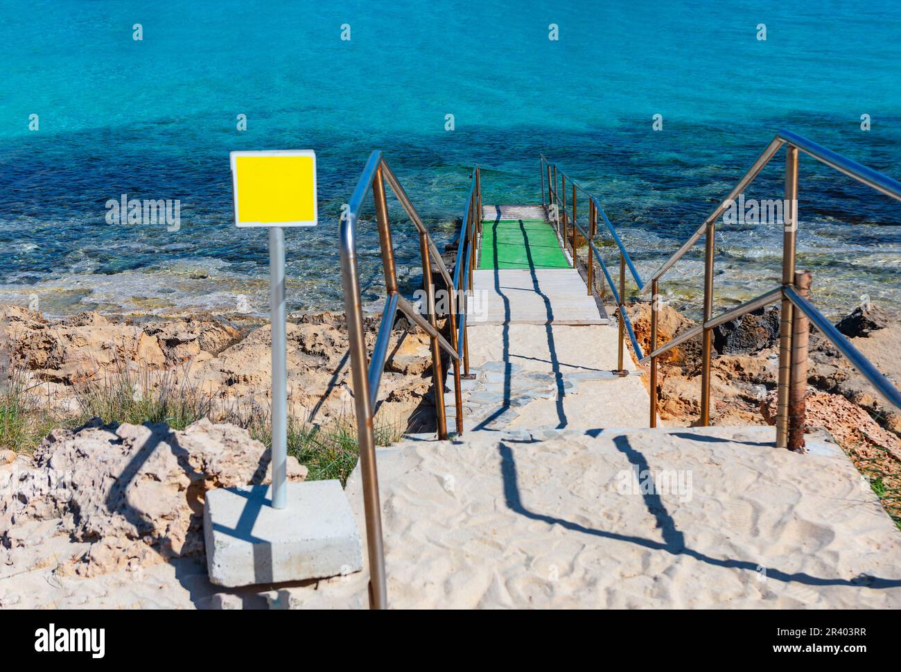 Stairway with handrail to the sea . Way to the water . Coastal Stairs ...