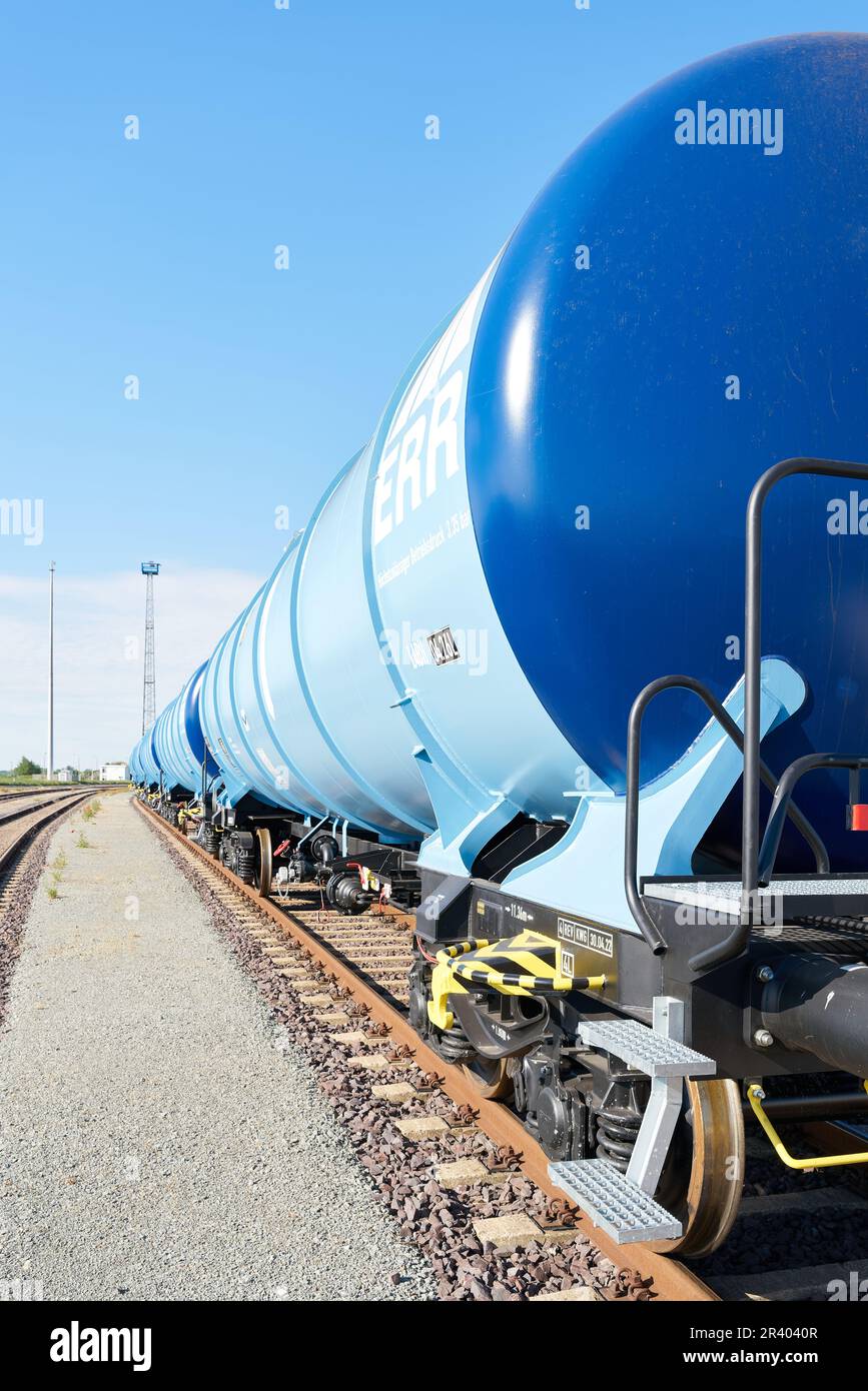 Tank wagon on railroad tracks in an industrial area in the north of the ...