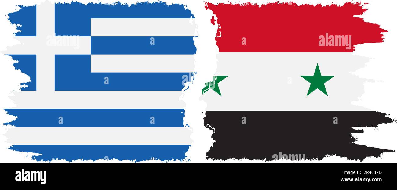 Syria and Greece grunge flags connection, vector Stock Vector Image ...