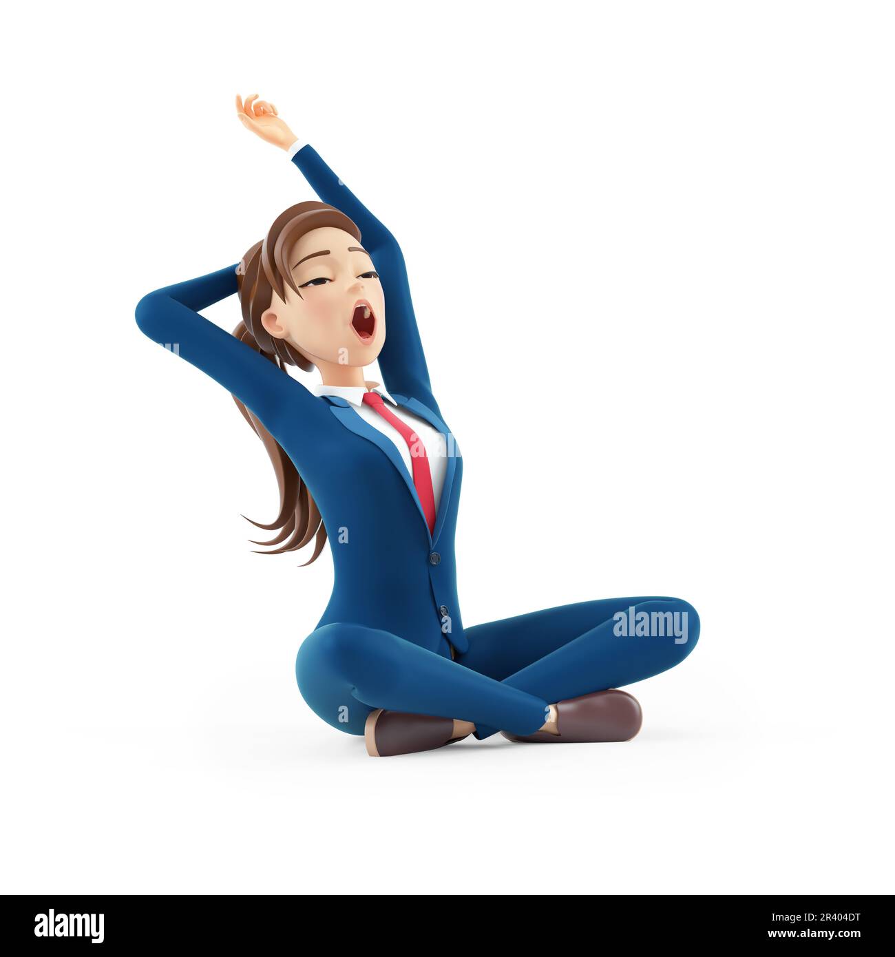 3d cartoon businesswoman morning stretch, illustration isolated on ...