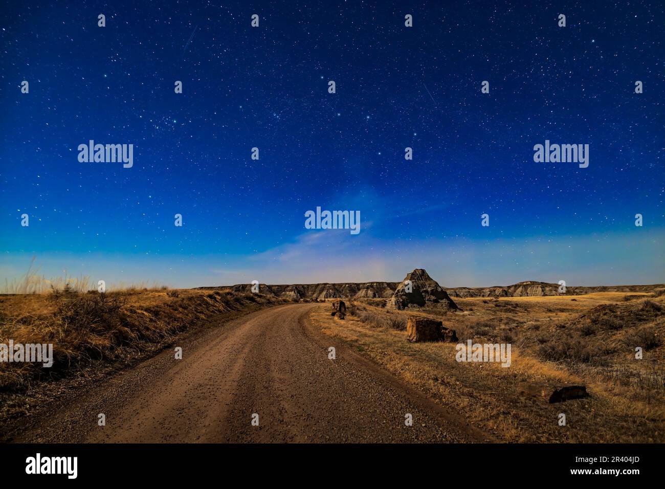 The autumn constellations of Cassiopeia and Perseus in moonlight at ...