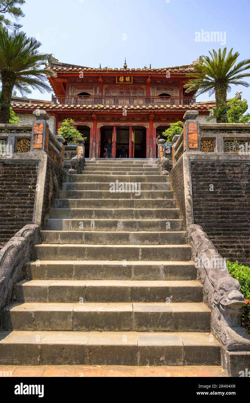 Steps to Minh Lau pavilion in Minh Mang's tomb complex, the second ...