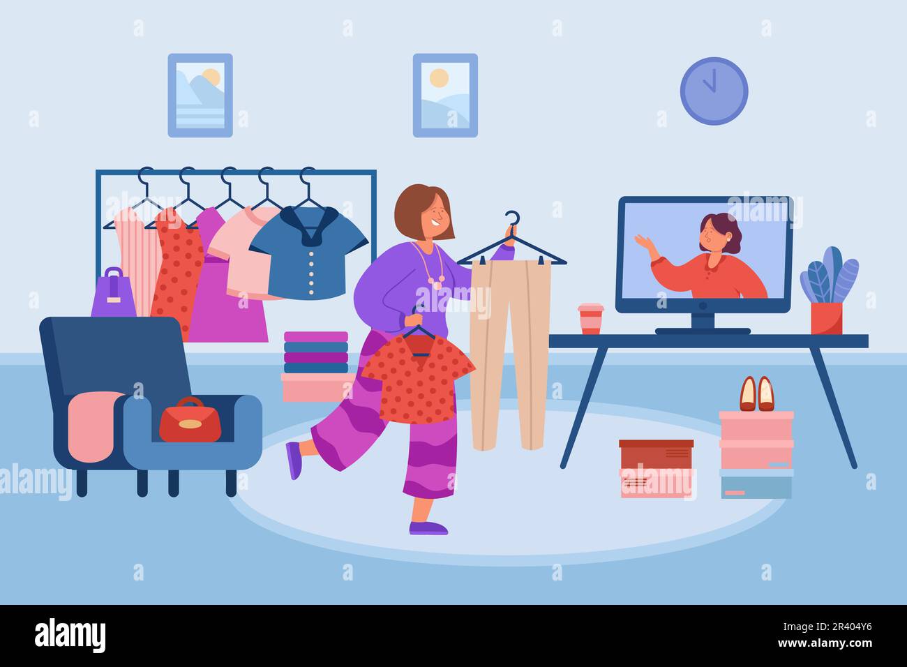 Woman in front store Stock Vector Images - Alamy