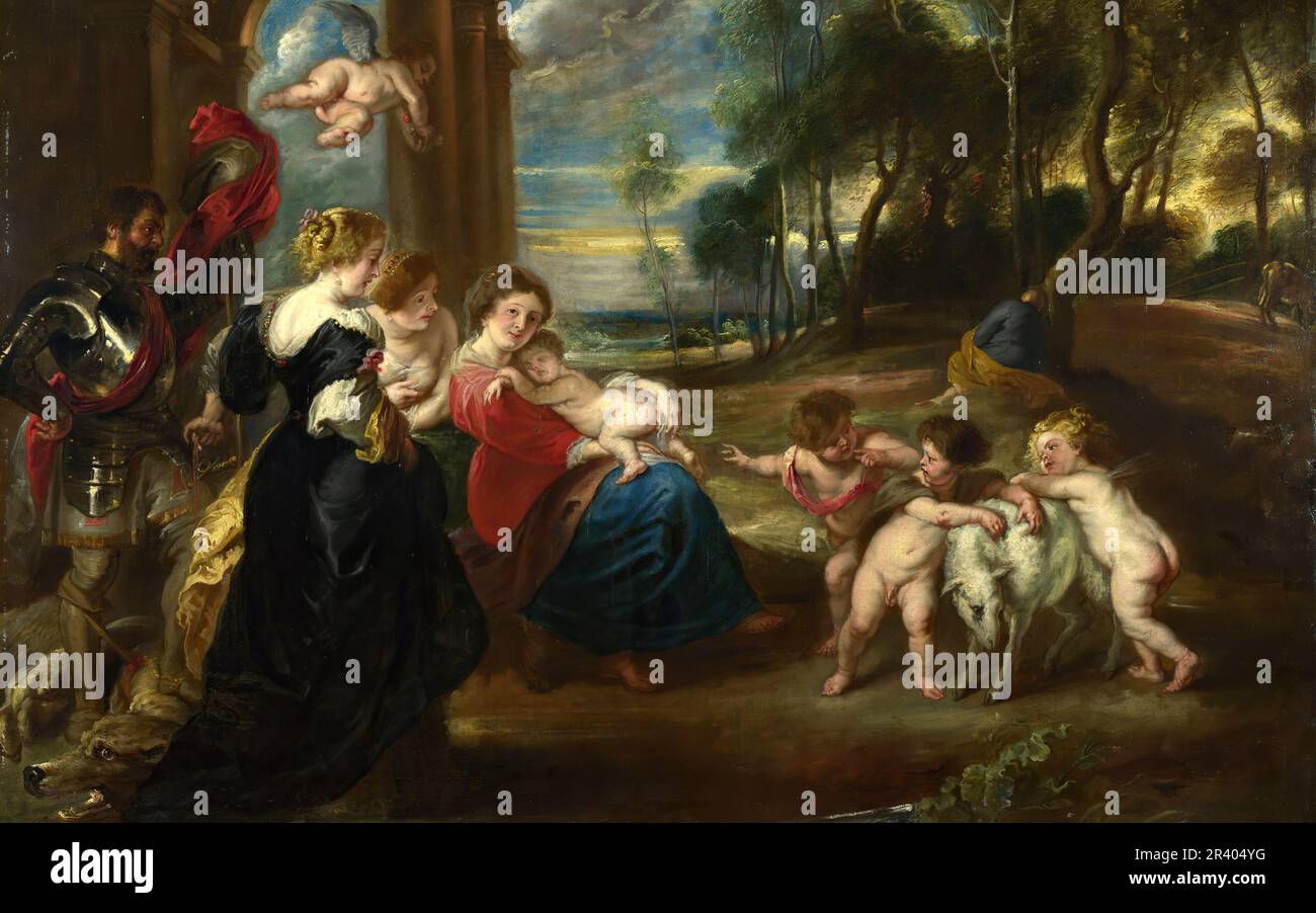 Full title: The Holy Family with Saints in a Landscape Artist: Attributed to the Studio of Peter ...