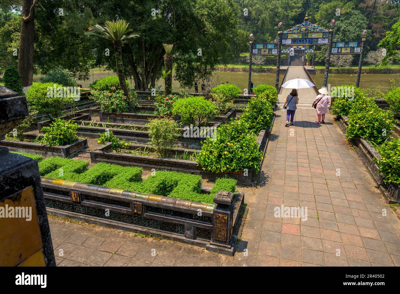 Landscaped gardens and lake in Minh Mang's tomb complex, the second ...