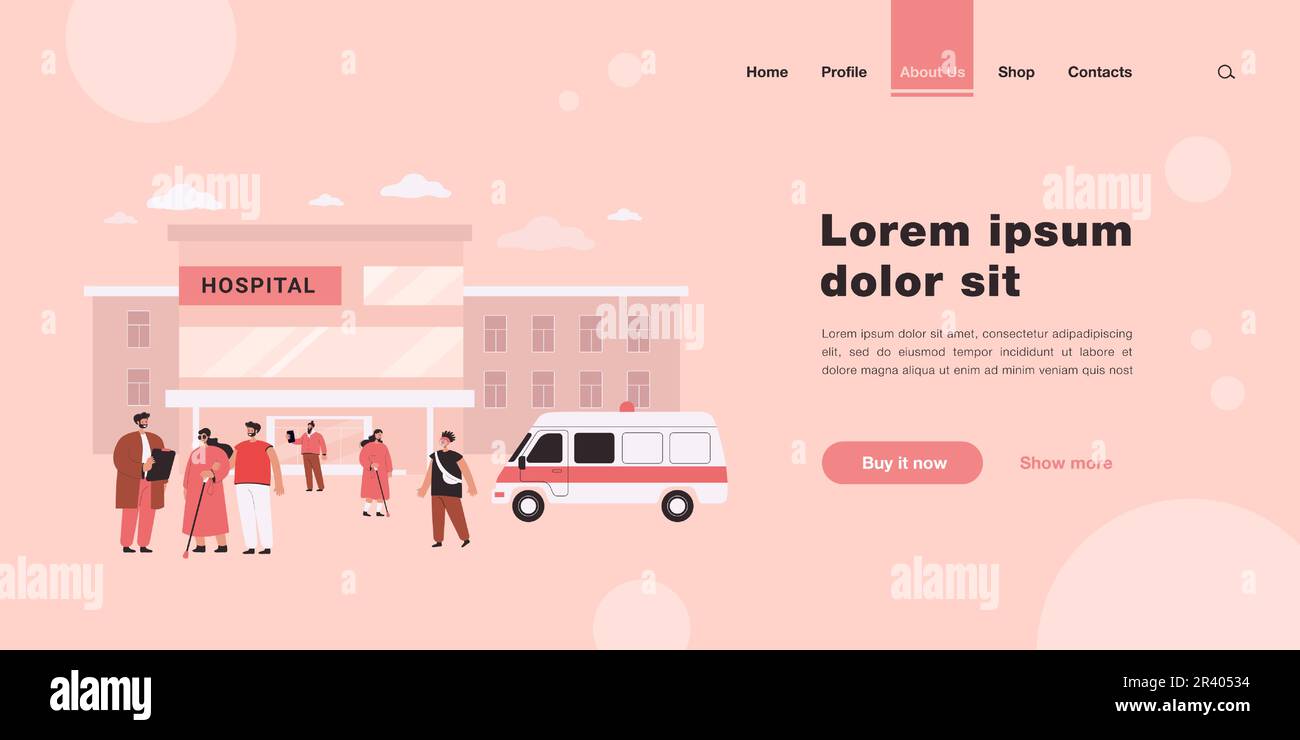 Patients and visitors walk near hospital building Stock Vector Image ...