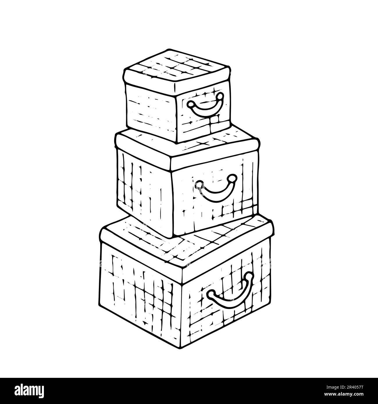 3 boxes stacked one on top of the other. Hand drawn vector ...