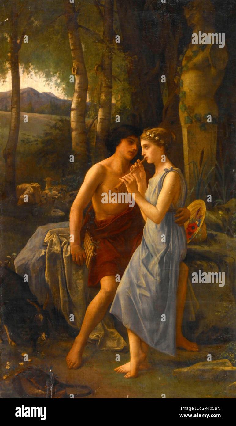 Daphnis and Chloe by the French artist, Pierre Cabanel (1838-1918), oil ...