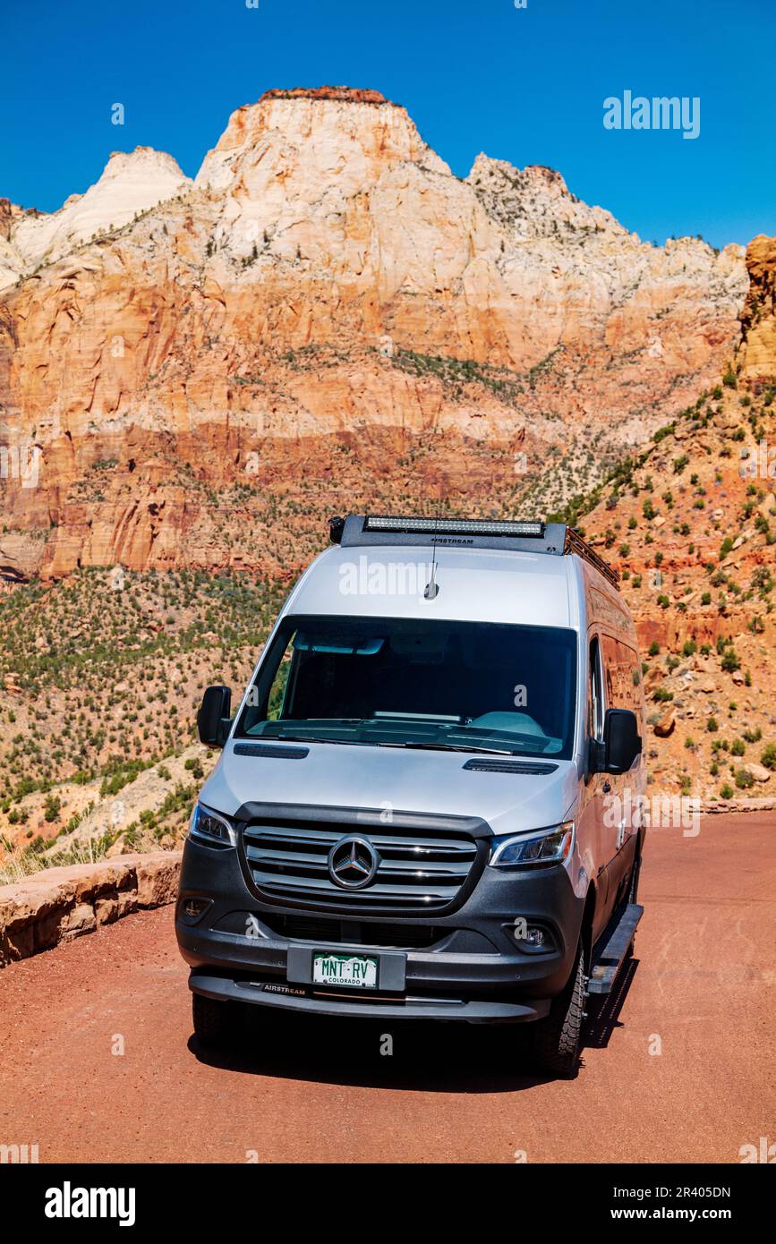 Airstream Interstate 24X campervan negotiates steep switchback curves ...