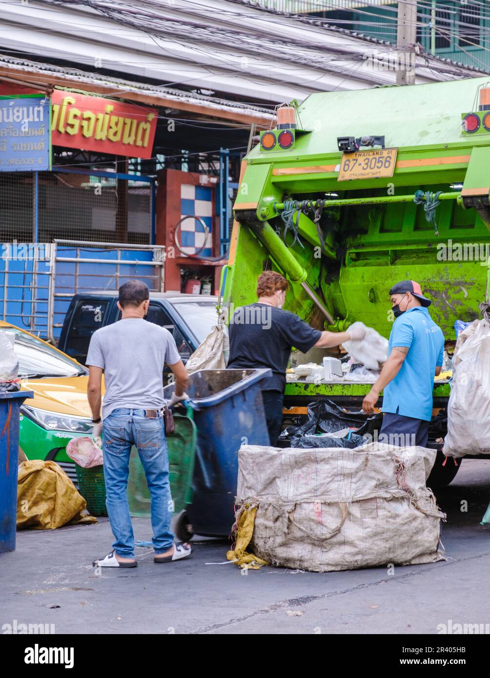 Bangkok Ratchawat Thailand garbage collector at the streets of Bangkok ...