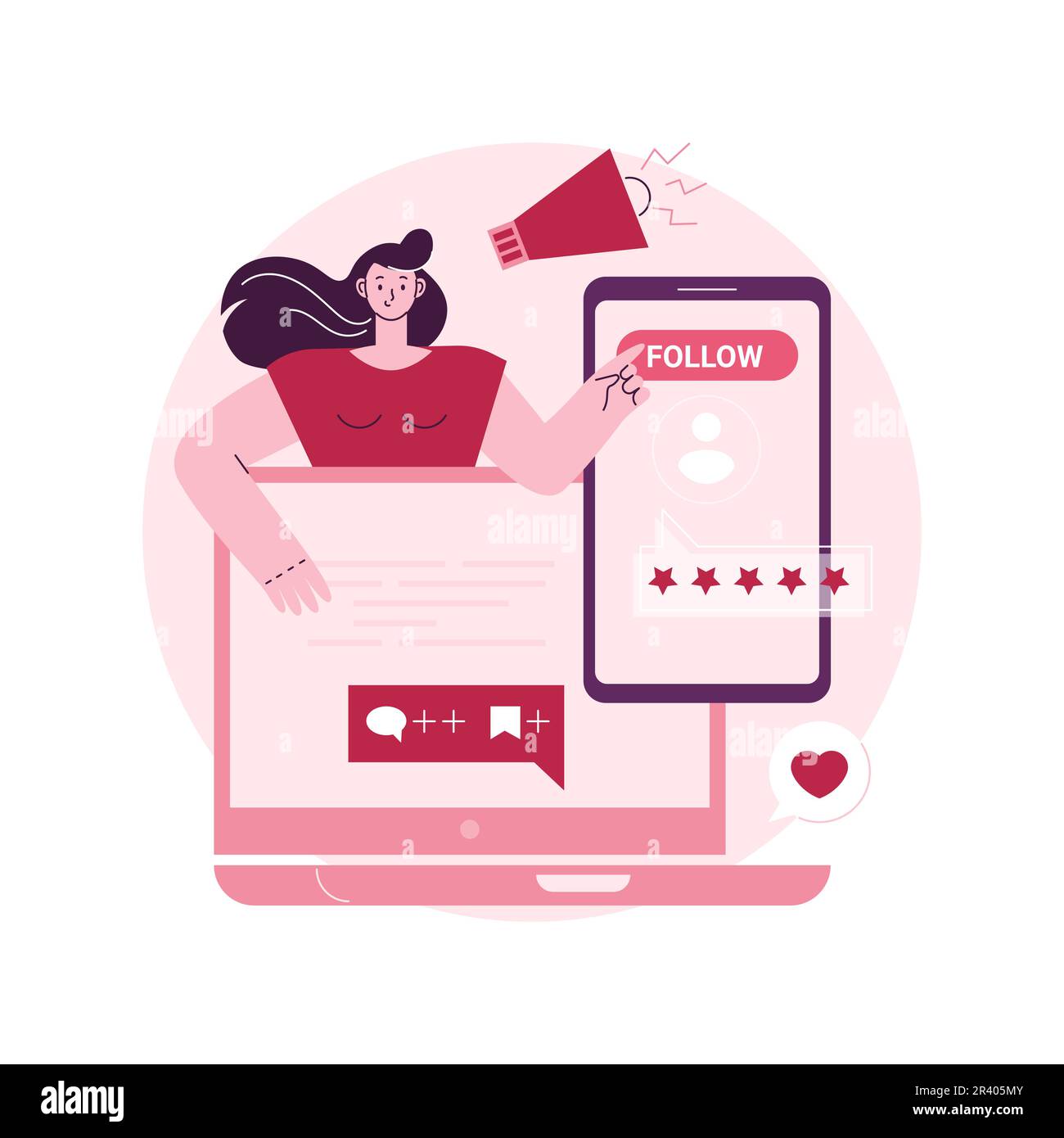 Follow us abstract concept vector illustration. Follow us on social ...