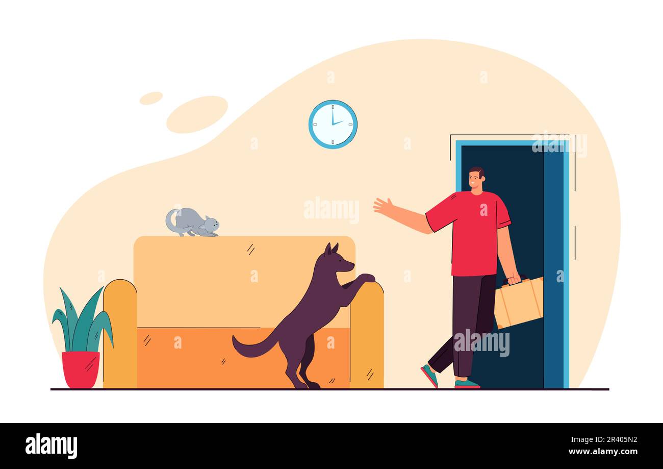 Man alone with dog Stock Vector Images - Alamy