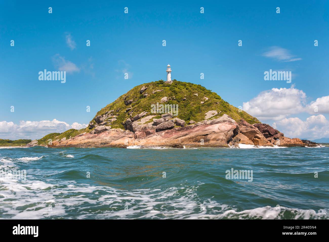 A lighthouse located on an island in southern Brazil. Guide for boats ...