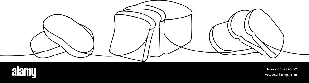 Sliced wheat breads one line continuous drawing. Whole grain and wheat ...