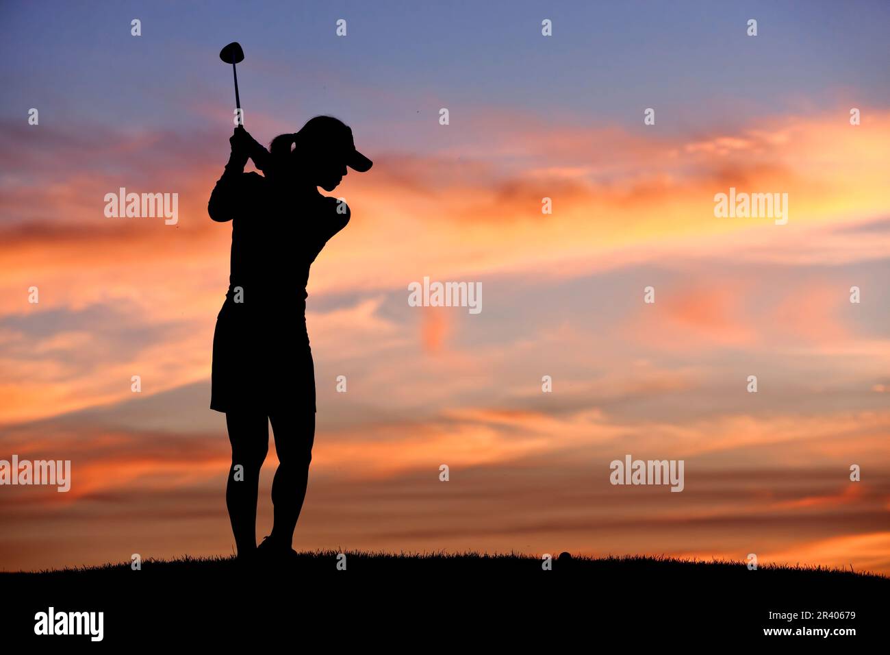 Golfer Silhouette Sunset