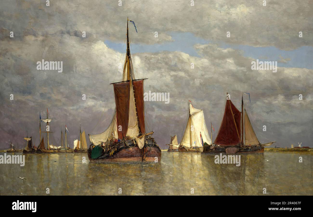 Full title: Ships lying near Dordrecht Artist: Paul Jean Clays Date ...