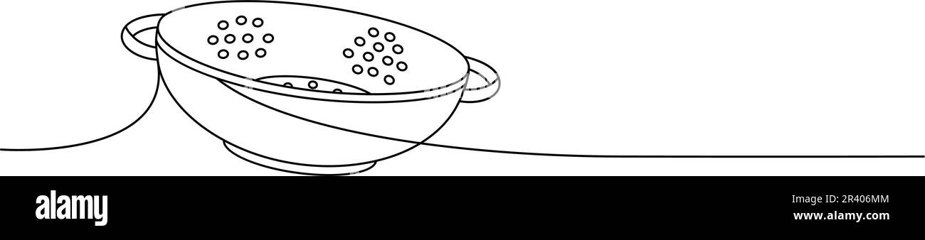 Sieve, colander one line continuous drawing. Kitchen tools continuous ...