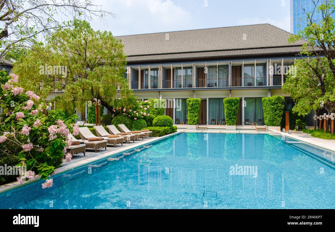 Luxury 5 Star Hotel Pool In Asia Bangkok Thailand March 2023 Stock