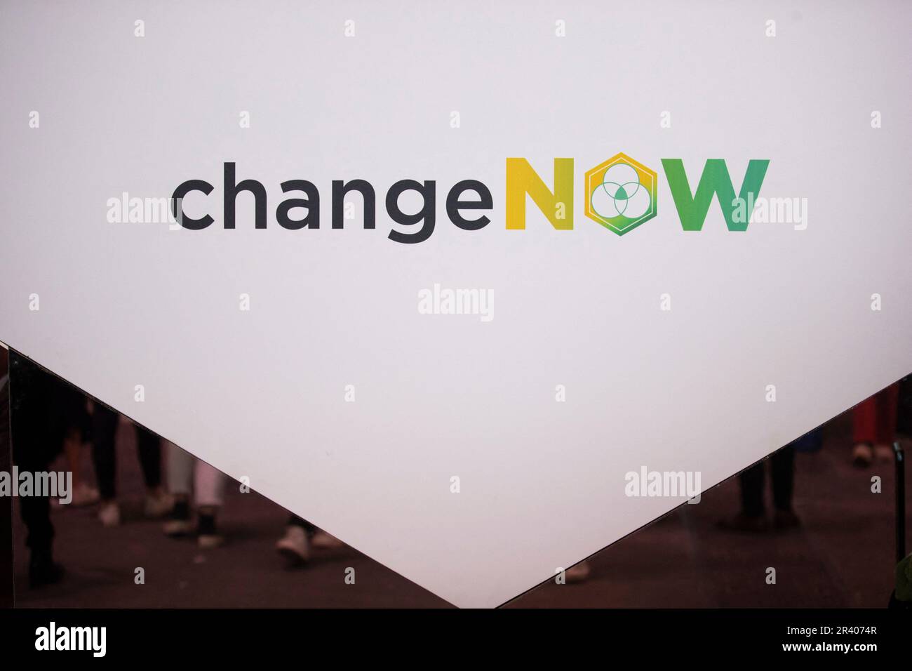 Paris, France. 25th May, 2023. the "changeNOW" summit logo in Paris ...
